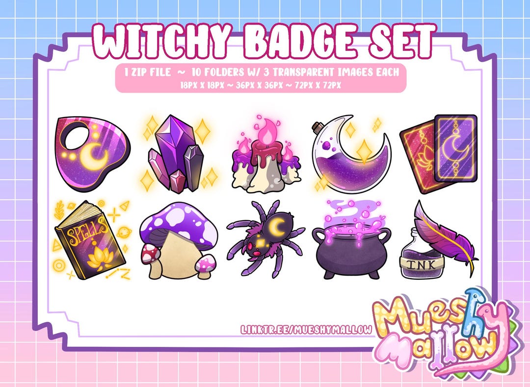 10-piece Witch Theme Sub Badge Set (digital Download) - Etsy