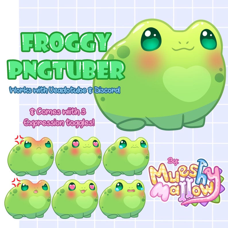 Froggy Pngtuber || 3 Expressions || Veadotube || Discord - Etsy