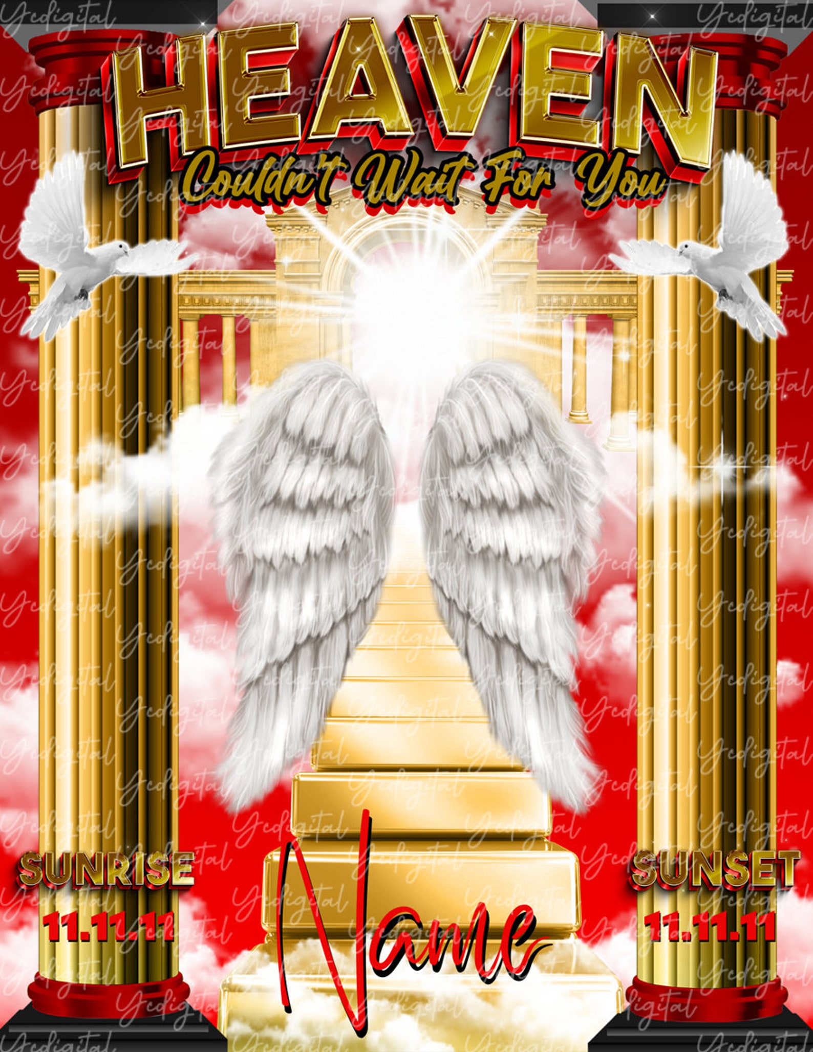 Heaven Couldn't Wait Red Sky Background | Memorial Background | Funeral ...