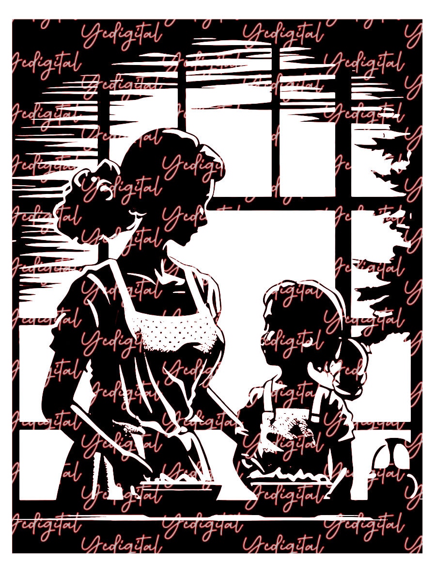 Mother and Daughter Cooking SVG | PNG Cut/print Files Silhouette ...