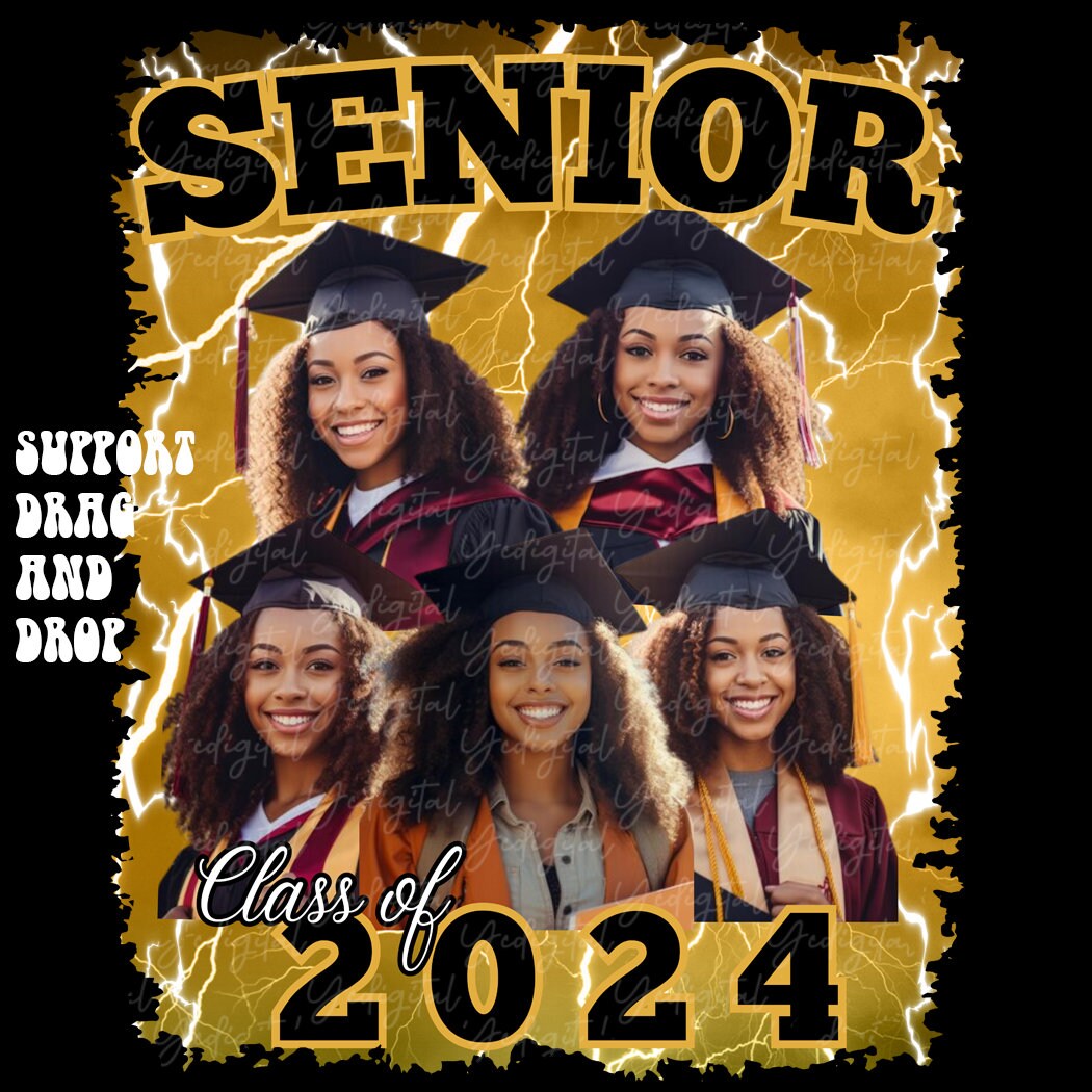 Class of 2024 Graduation T-shirt Gold Design Editable Canva Template - Etsy
