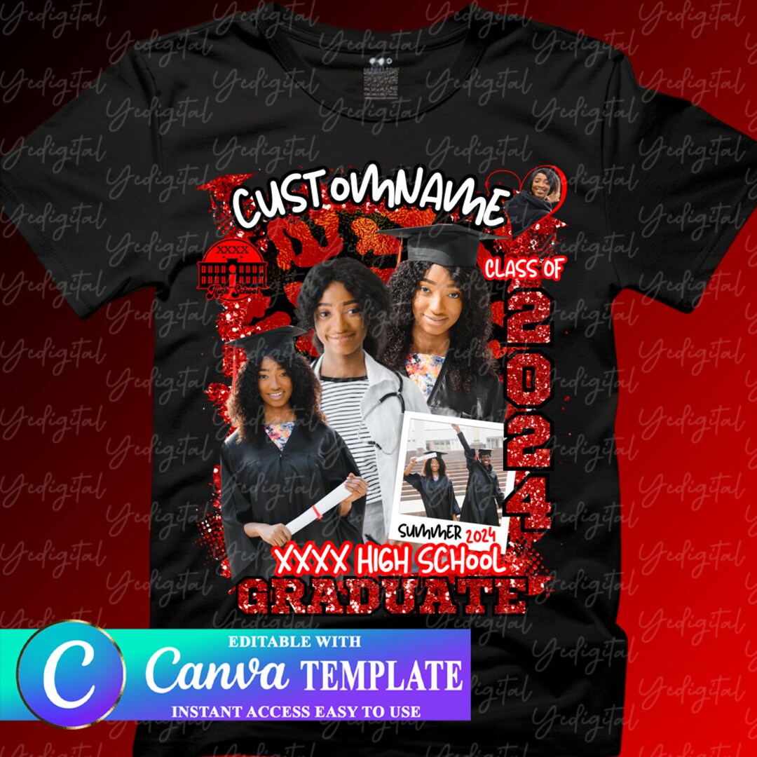 Graduation Shirt Design, Editable in Canva, 2024| Family Tee Shirt ...