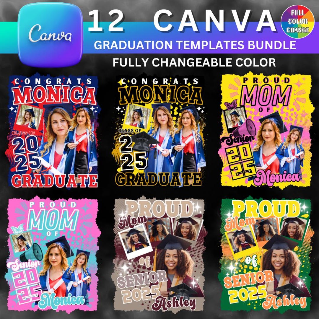 12 Bundle 2025 Graduation Templates | Canva Editable Digital Download ...