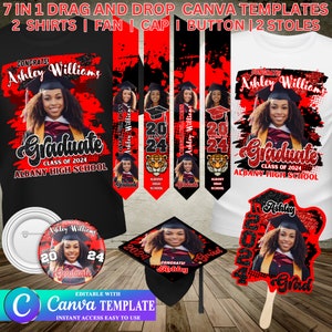 7 Editable Red and Black Canva Graduation Template Shirt Graduation ...