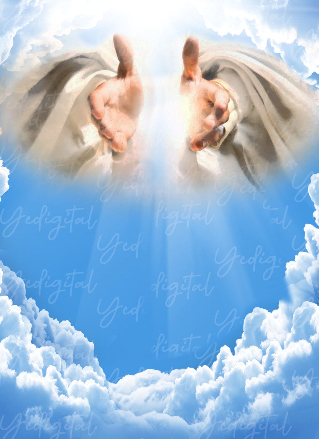 Sky Heaven Prayer Hands Digital Download PNG - Etsy