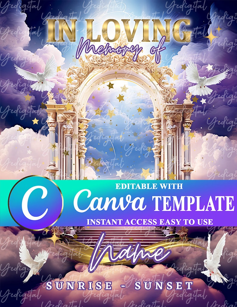 Canvas in Loving Memory Purple and White PNG Background Editable ...