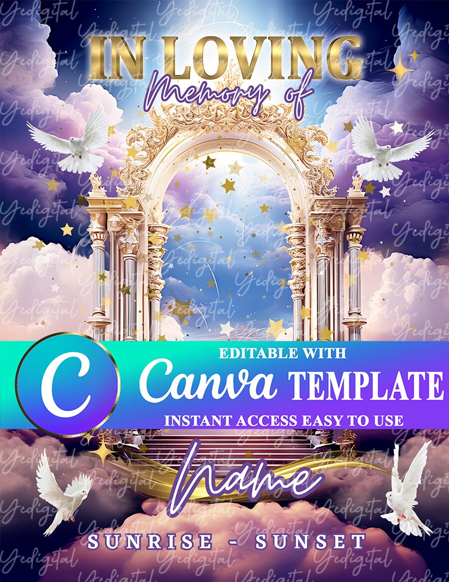 Canvas in Loving Memory Purple and White PNG Background Editable ...