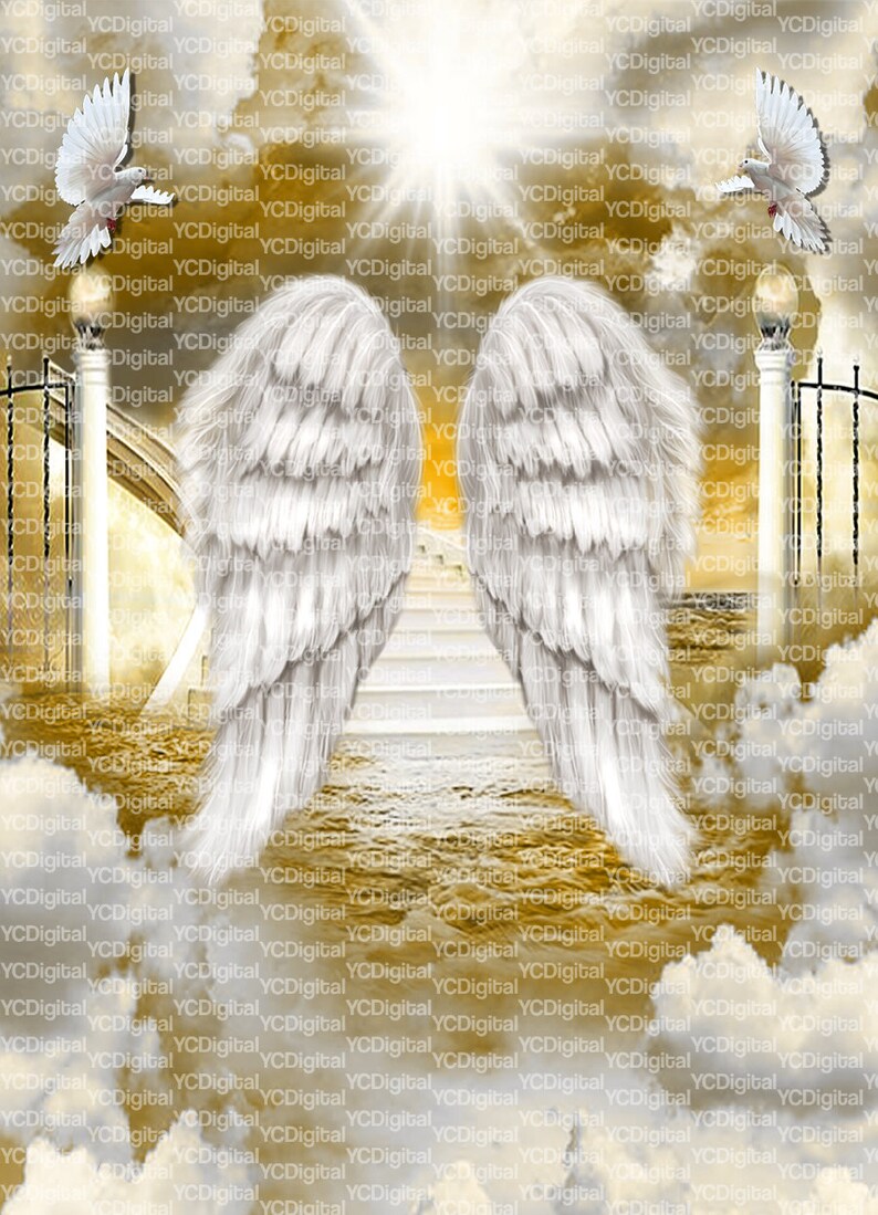 Heaven Golden Sky Memorial Rest in Peace Background Set of 8 - Etsy