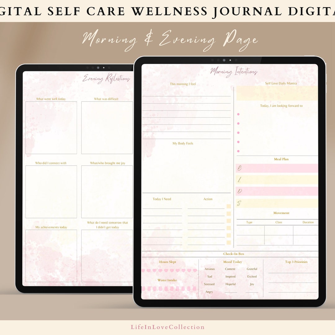 Digital Self Care Journal Page Wellness Journal Template - Etsy