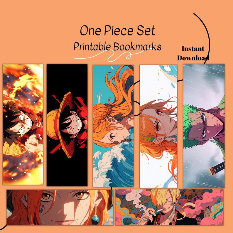 One Piece Bookmarks Set of 7 Anime Bookmarks Luffy Nami Zoro - Etsy