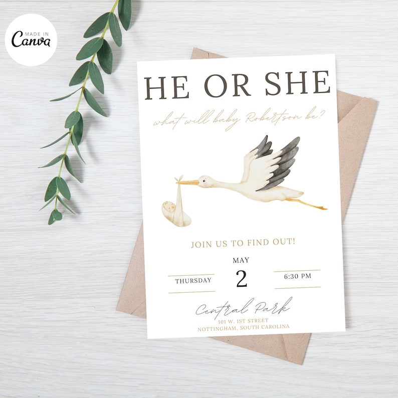 Neutral Gender Reveal Invitation - Etsy
