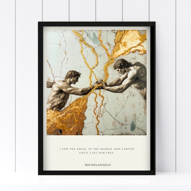 Framed Michelangelo Sistine Chapel Print | Hand-painted | Gold Art ...