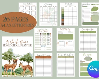 Homeschool Planner Editable Canva Template, Editable Homeschool Planner ...