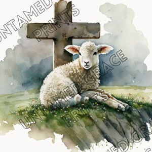 Lamb Cross Religious Printable Art Christian, Lamb of God, Easter ...