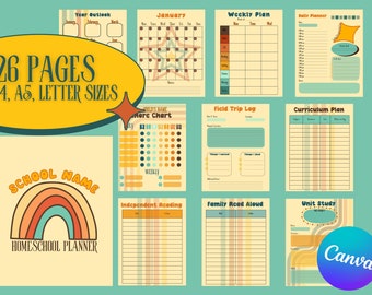 Homeschool Planner | Editable Canva Template, Editable Homeschool ...