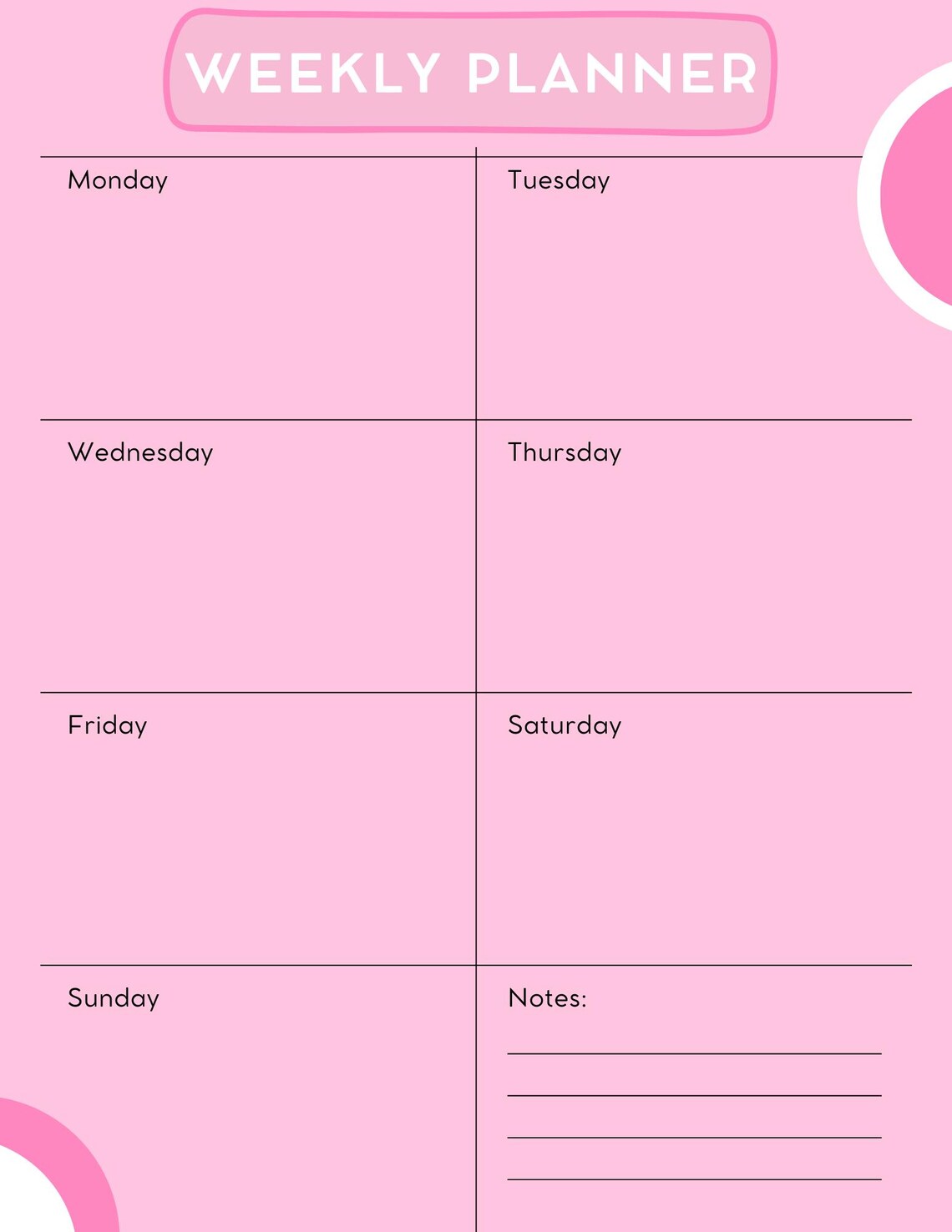 Cute Weekly Planner Printable – Pastel Design for Easy Organization ...
