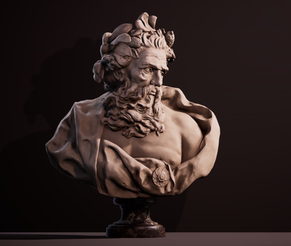 3d Stl Bust of Neptune Drawing Model-3d Relief Stl File-3d Printer and ...