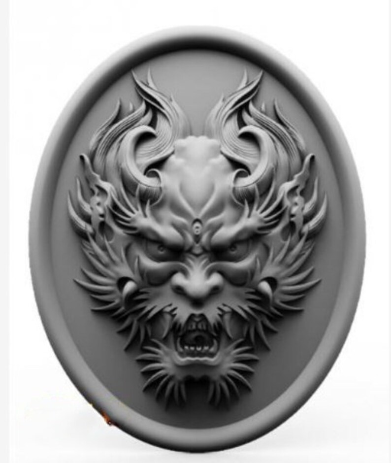 3d Stl Japanese Dragon Mask Drawing File,digital Drawing File,3d ...