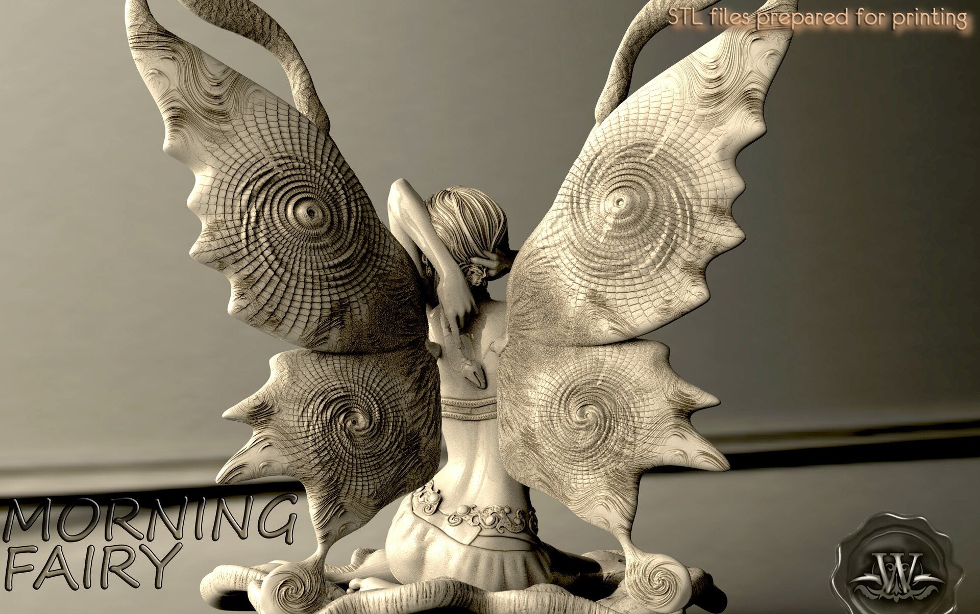 3d Stl Winged Fairy Drawing File,digital Drawing File,3d Printer in ...