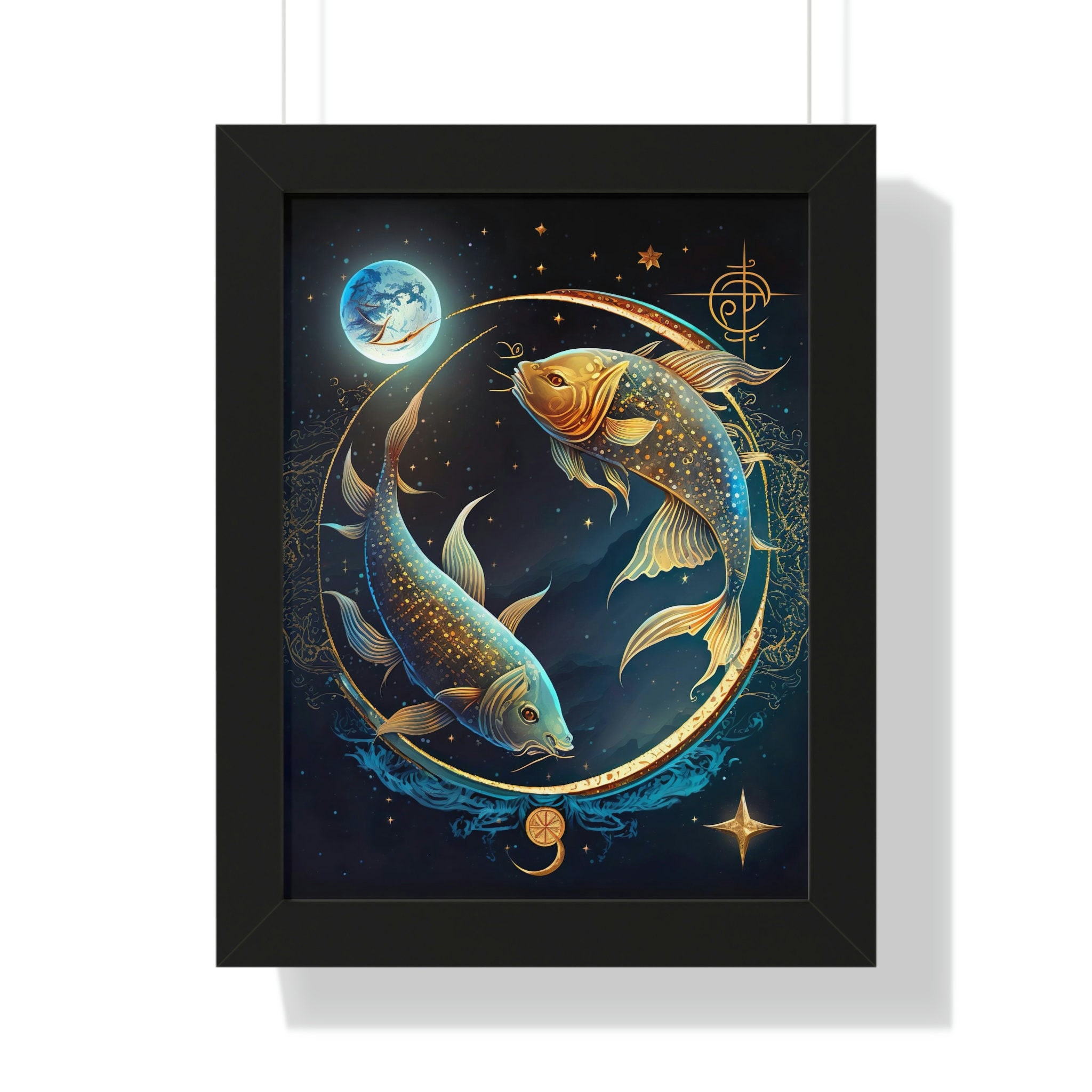 Zodiac Wall Art Pisces Astrology Moon Stars Sign Etsy