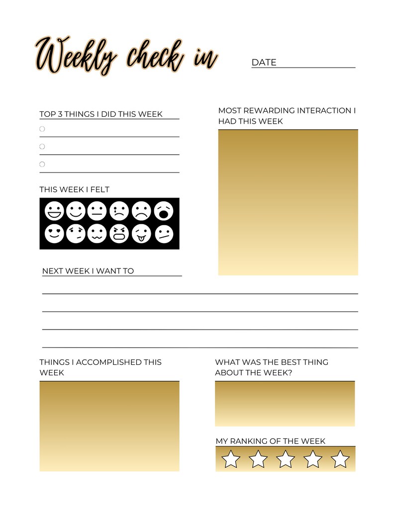 Gratitude Journal, Mental Wellness, Weekly Check In, Gratitude Journal ...