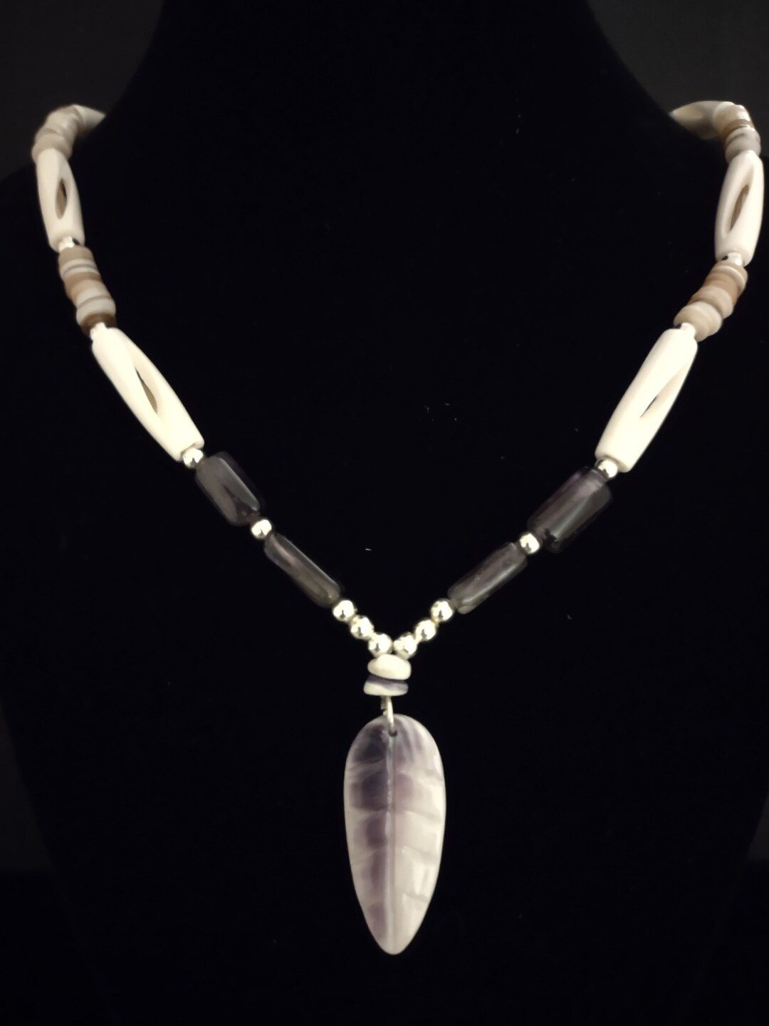 Wampum Feather and Hairpipe Bone Necklace - Etsy