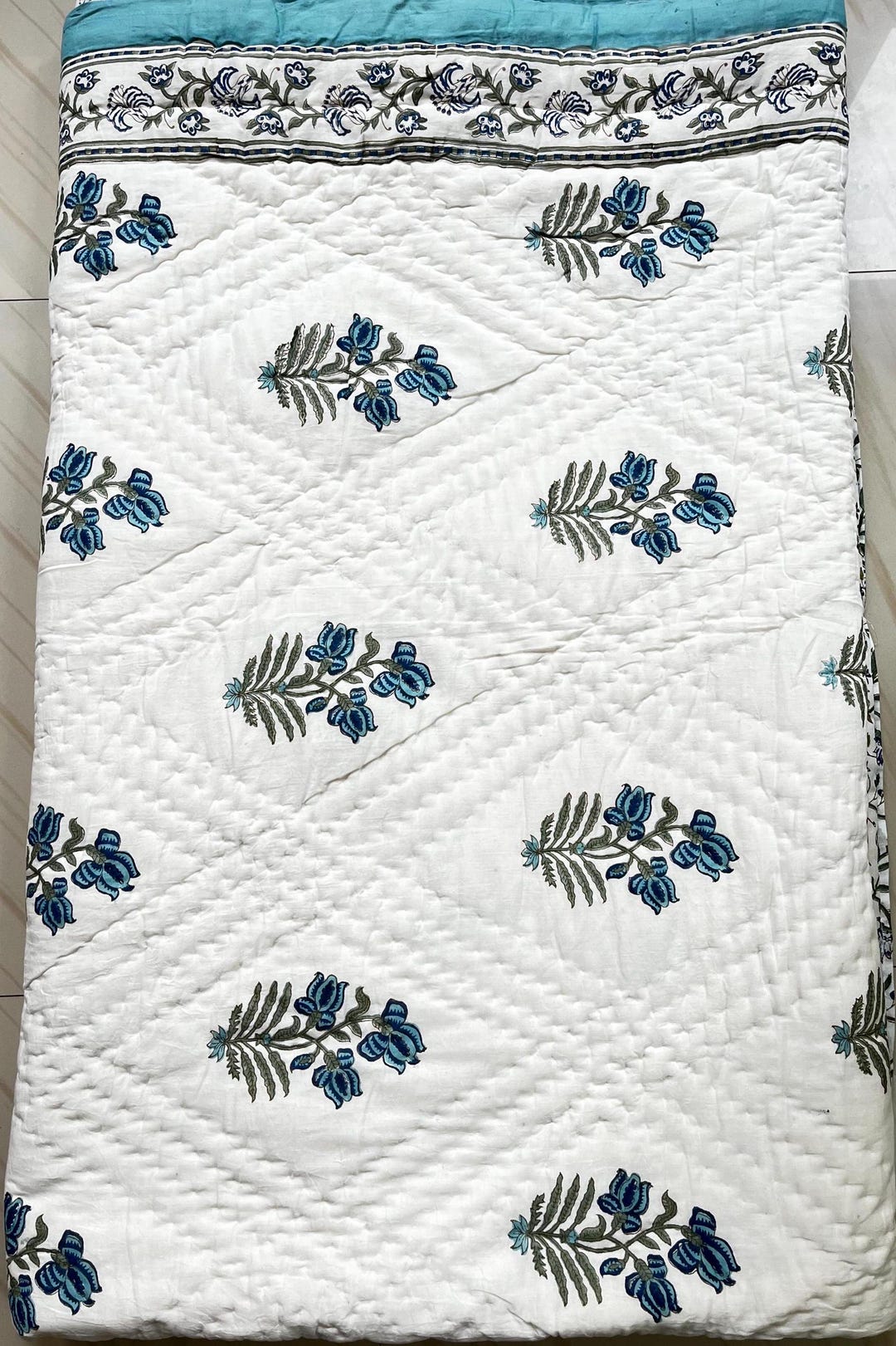 Cotton Block Print Quilt Handmade Bedspread Cotton Bedcover ...