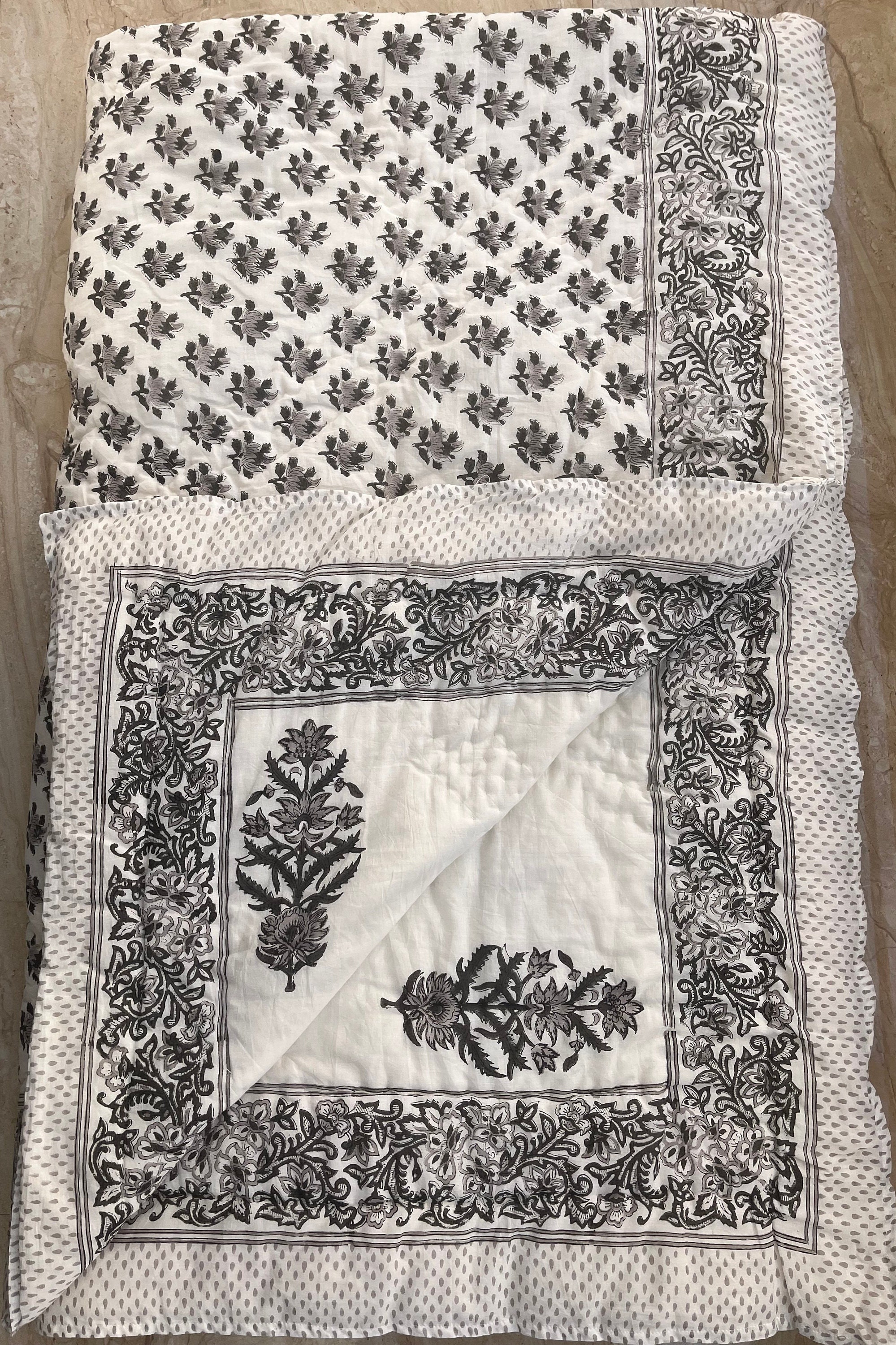 Traditional indian Quilt Block Print light Weight Queen - Etsy