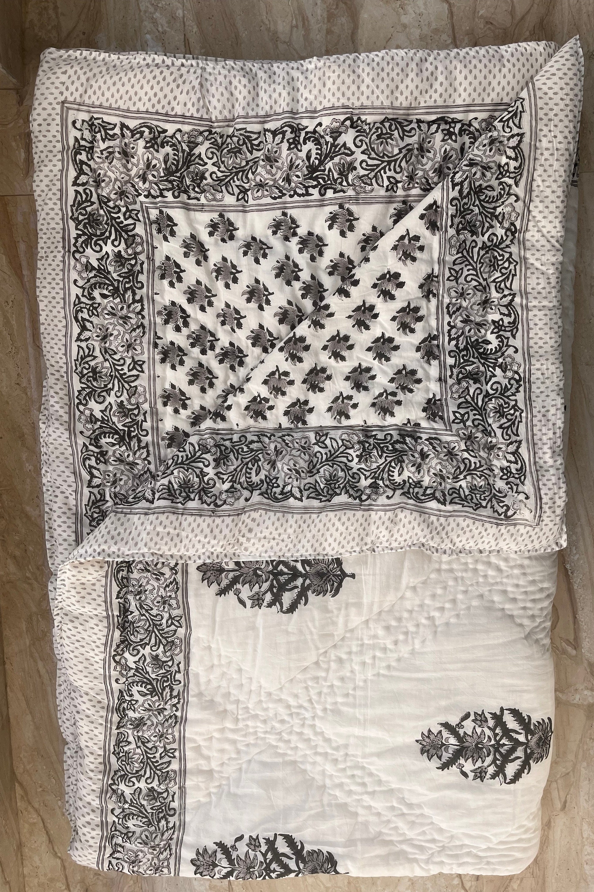 Traditional indian Quilt Block Print light Weight Queen - Etsy