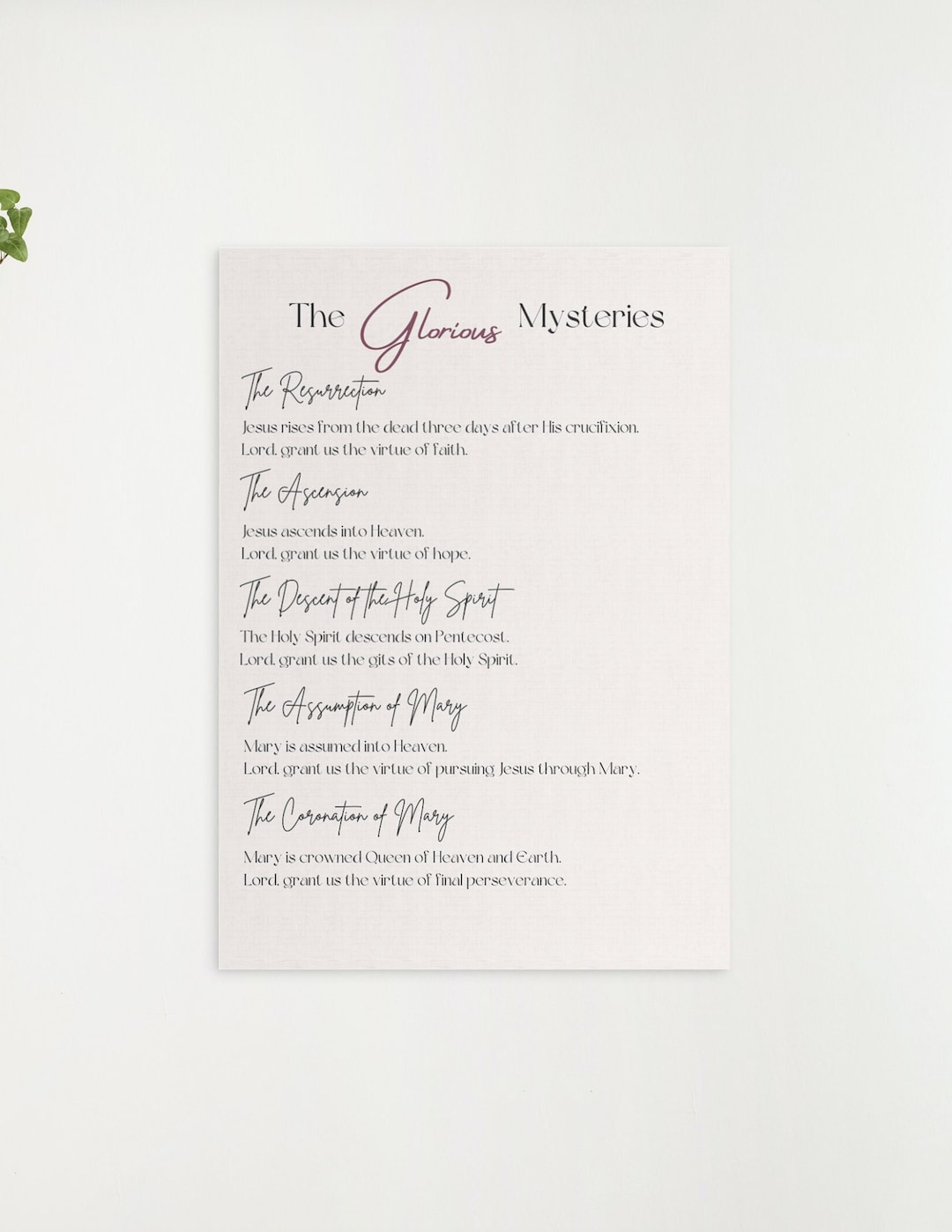 Glorious Mysteries of the Rosary Print - Digital Download - Etsy