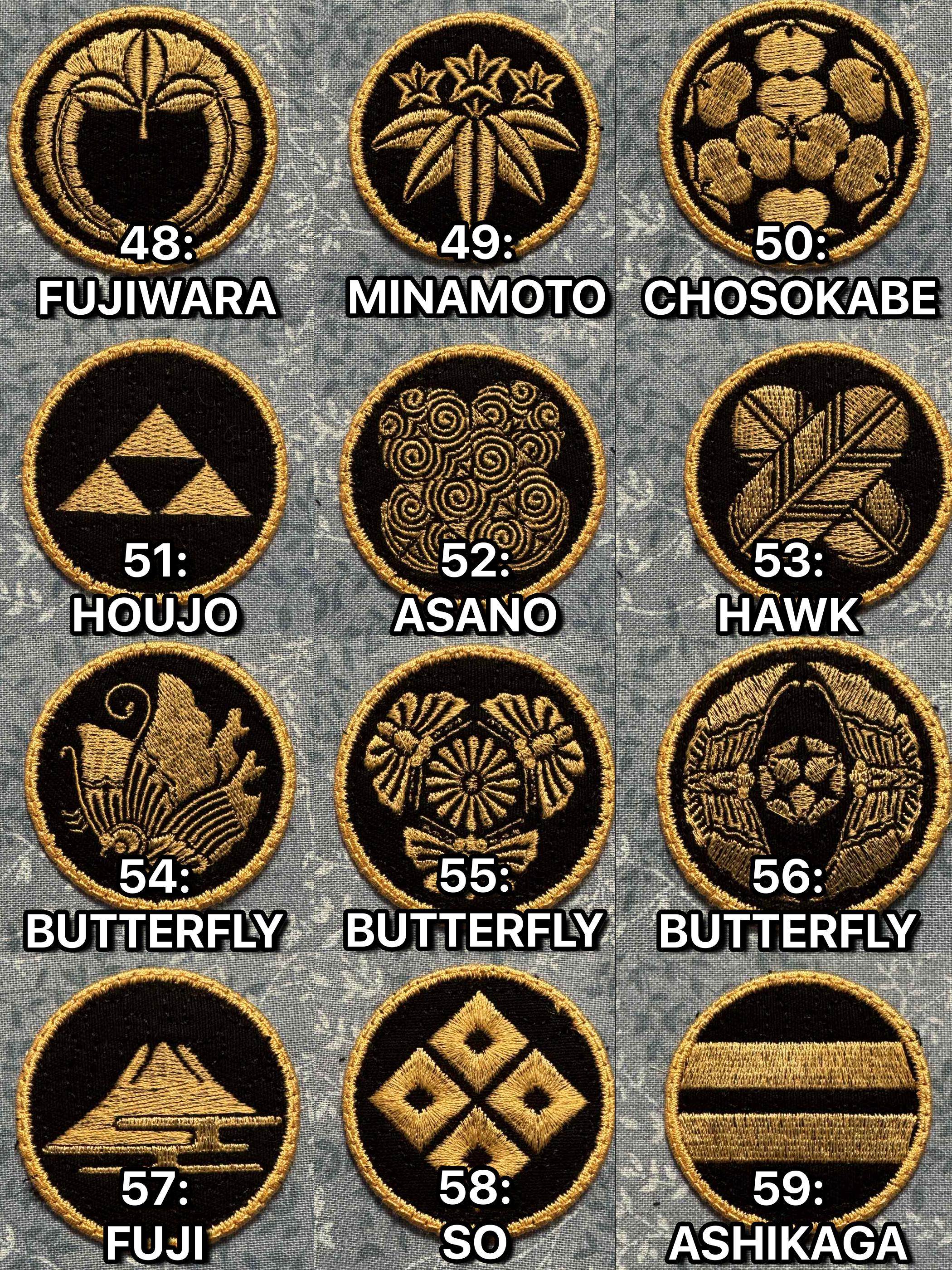 Japanese Family Kamon Samurai Crest Embroidered Iron on Patches - for ...