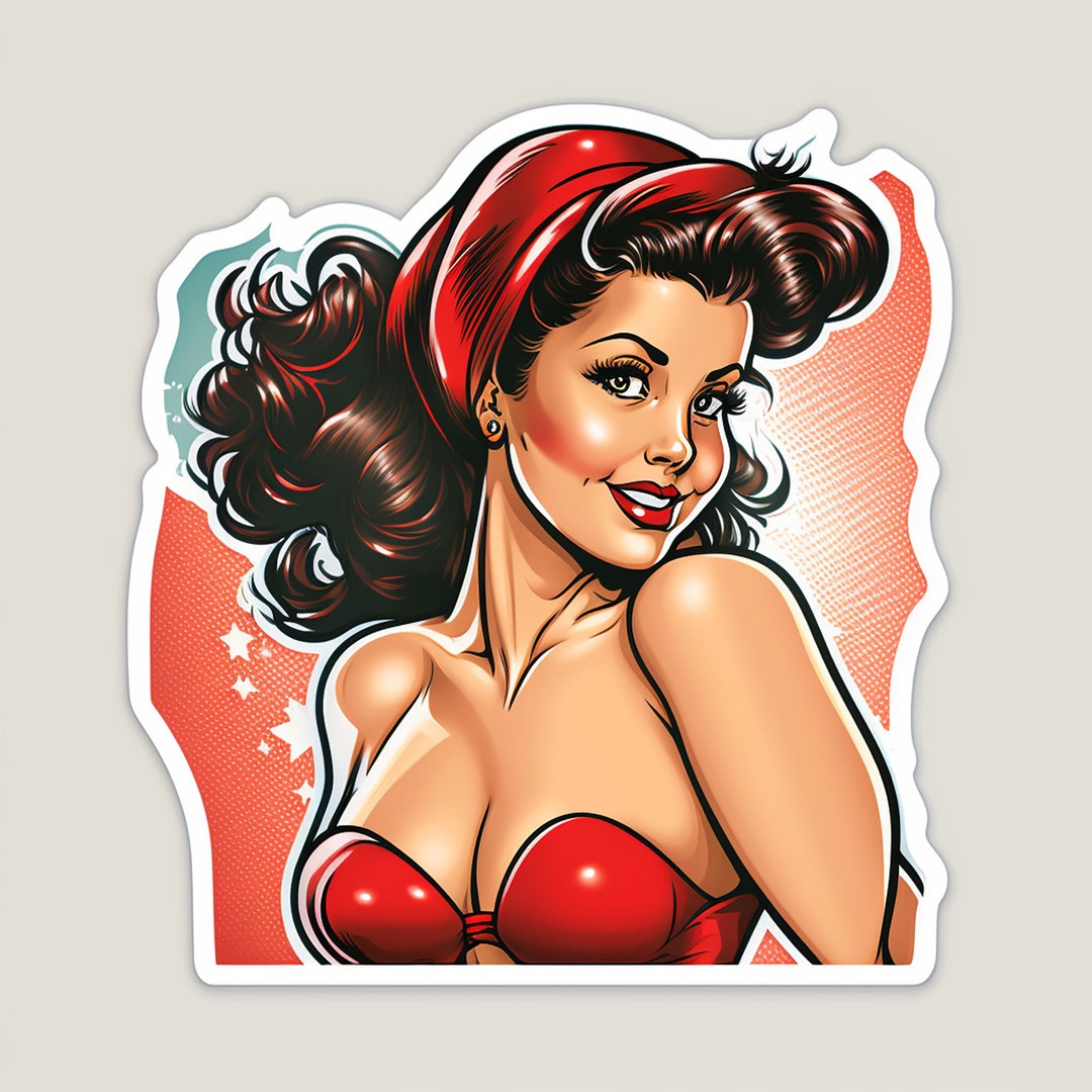 Pin Up Girl Sticker Retro Design Art Druck Print Art Etsy