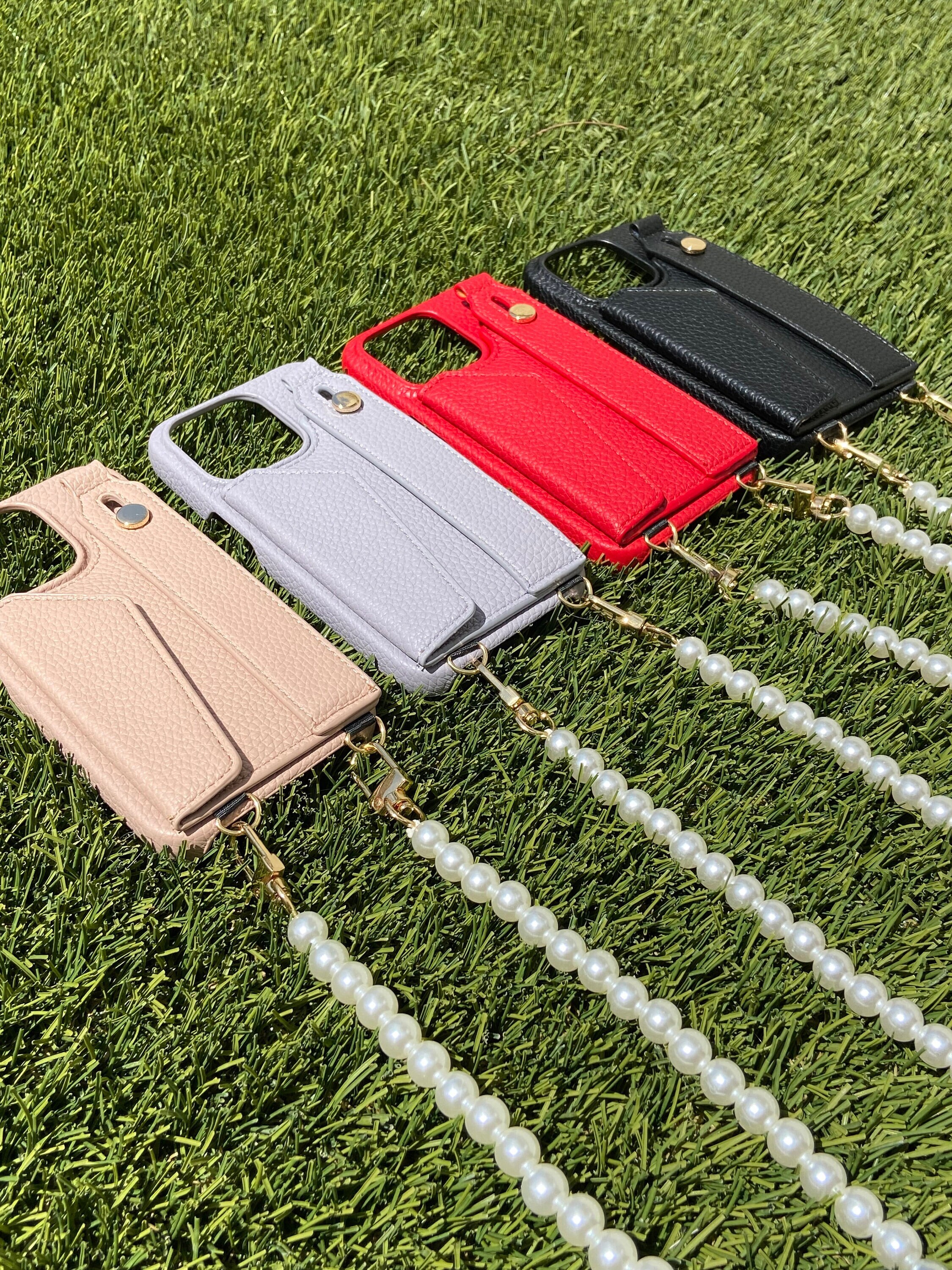 Pearl and Leather Crossbody Case for iPhone 14 Pro, Strap Case, Phone ...