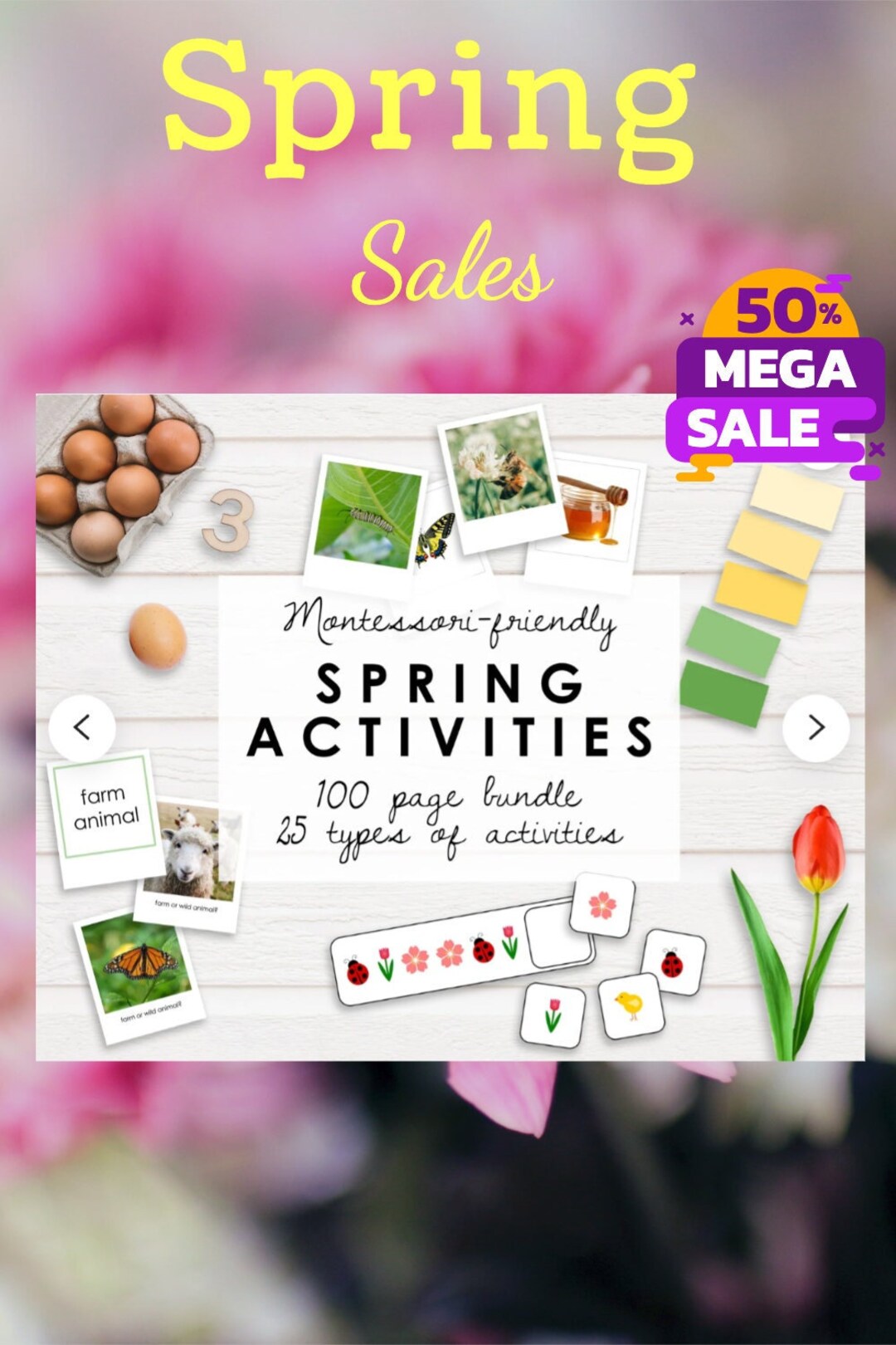 Worksheets for Kindergarten Montessori Printable | Spring Bundle - Etsy