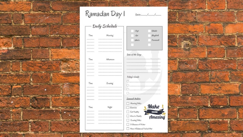Create a 30-day Ramadan Planner to Track Prayers, Meals, Verses & More ...