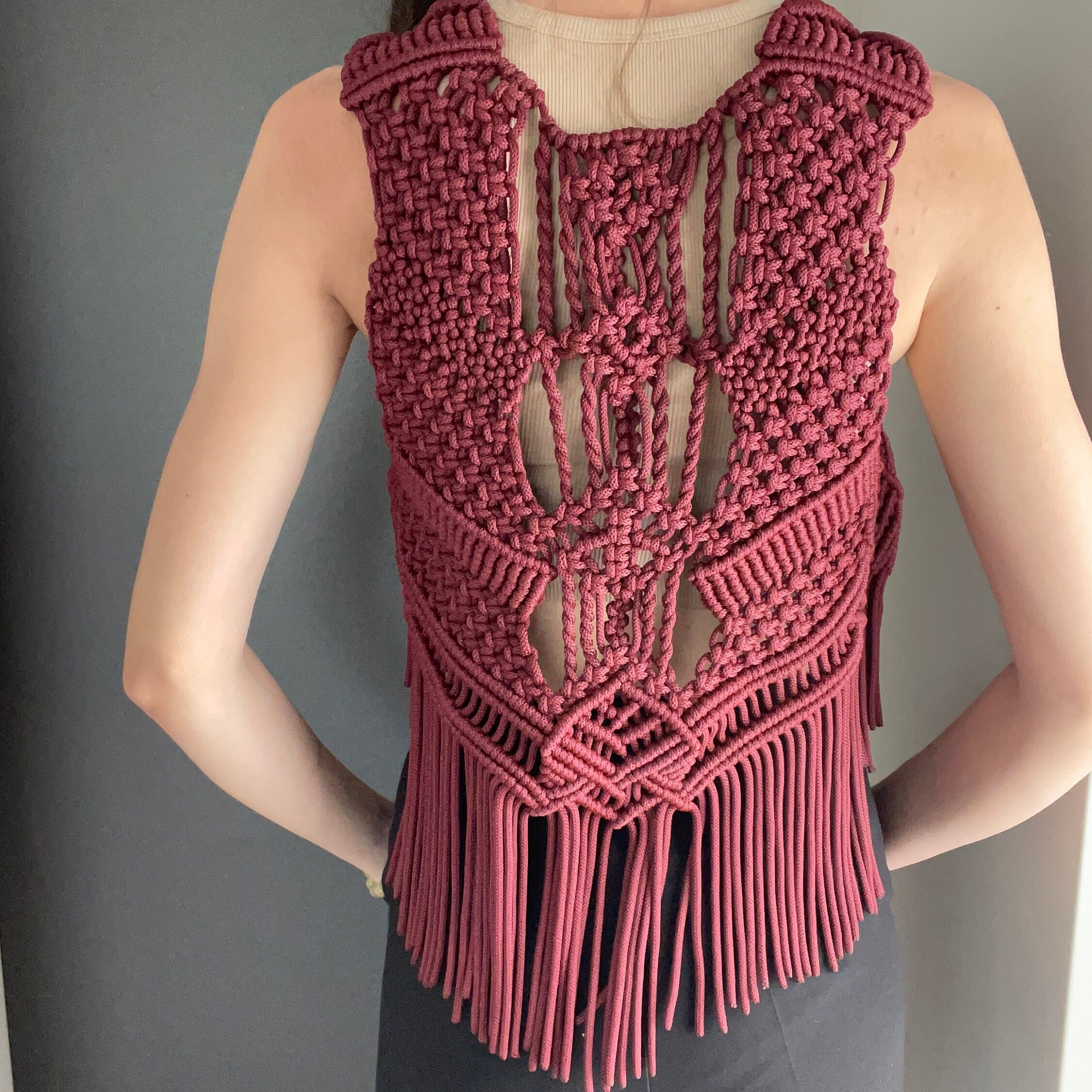 Handmade Macrame Vest, Festival Top, Country Style Clothing, Cowgirl ...