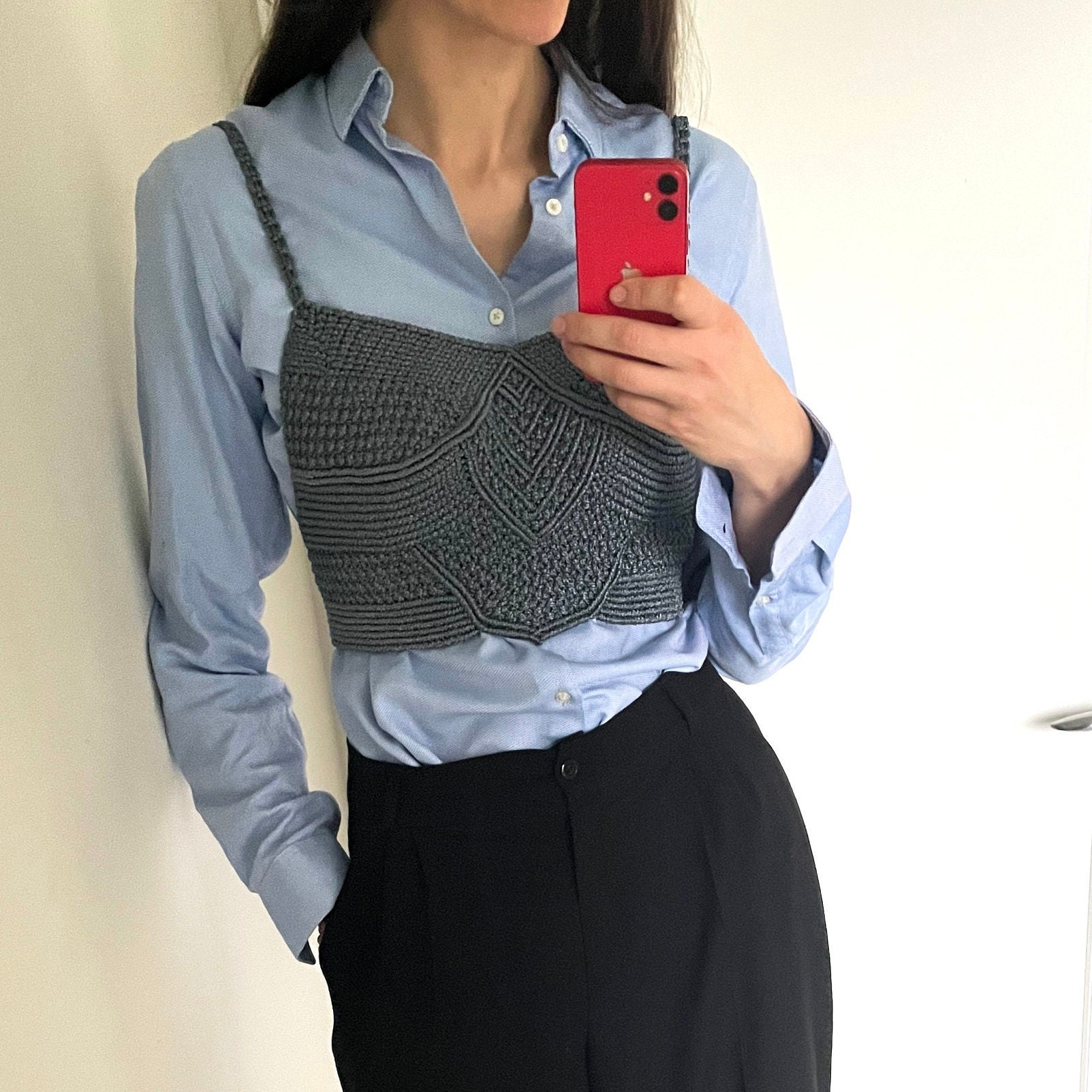 Macrame Silver Corset Exclusive Macrame Outfit Handmade - Etsy