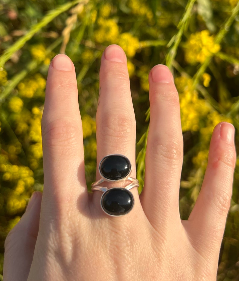 Silver Onyx Ring - Etsy