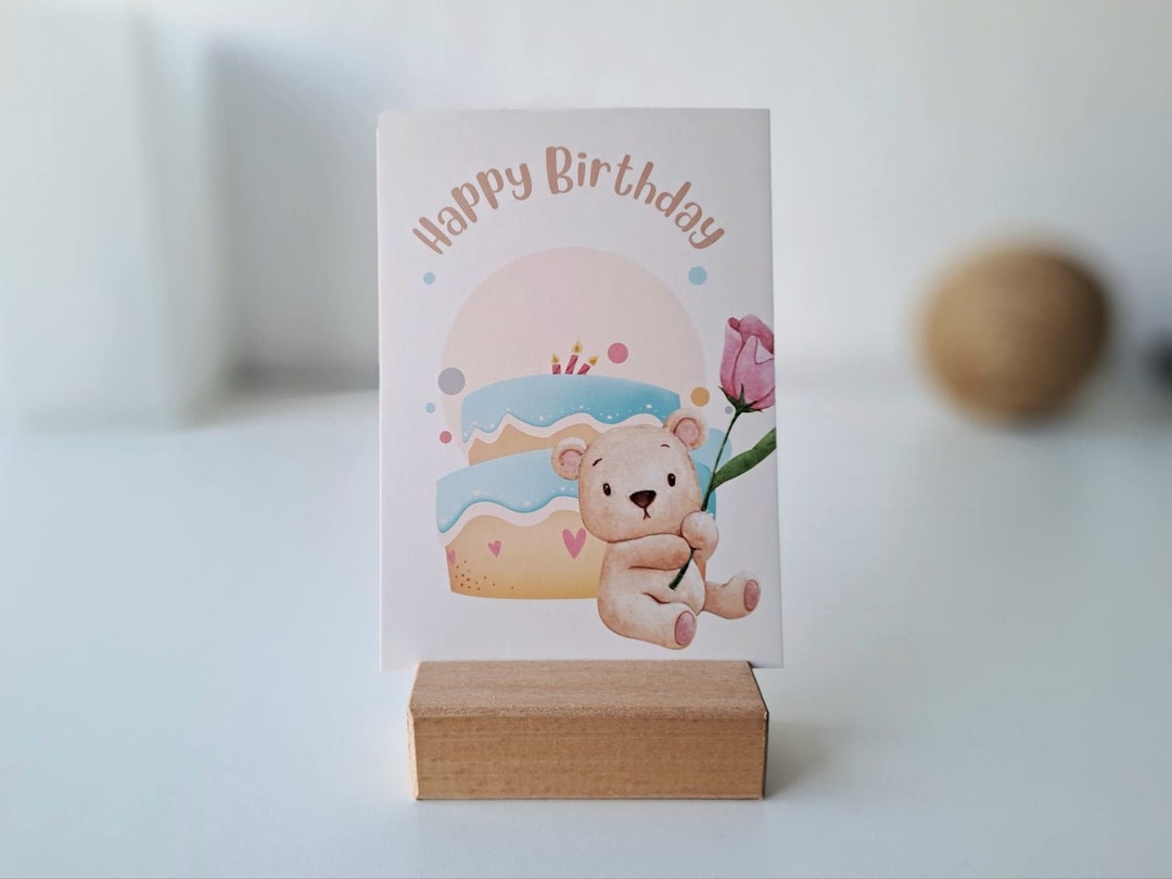 Teddy Birthday Card Greeting Card Stationery Happy Birthday Happy ...