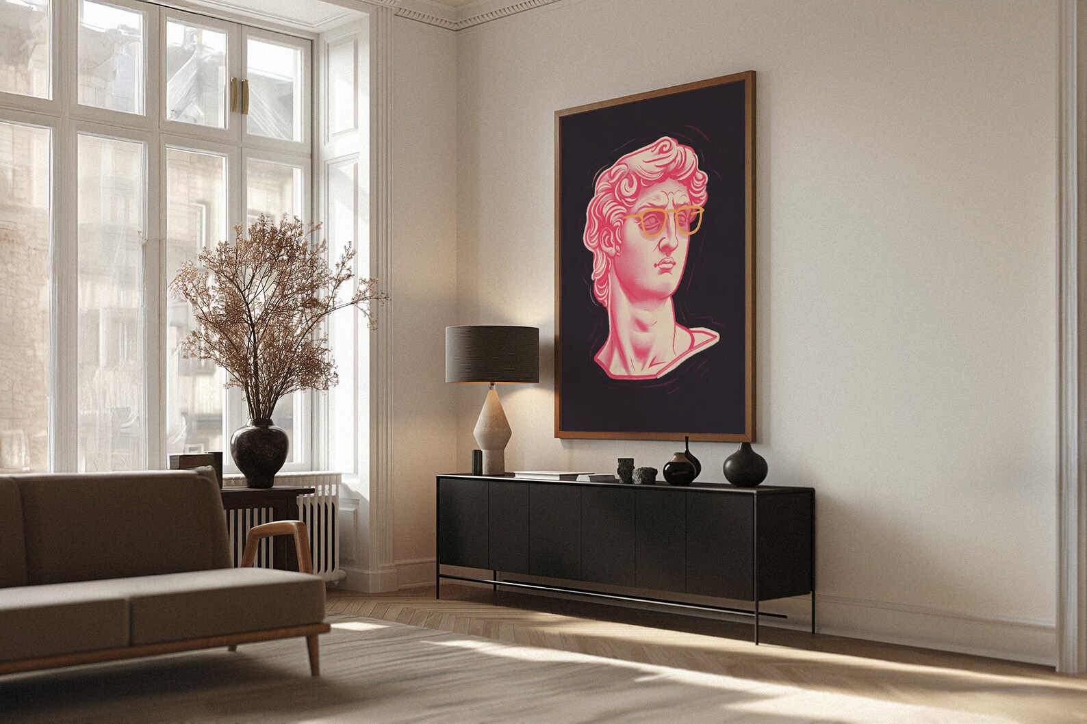 Modern Renaissance Art Print Pop Art David Bust With Vibrant Pink ...