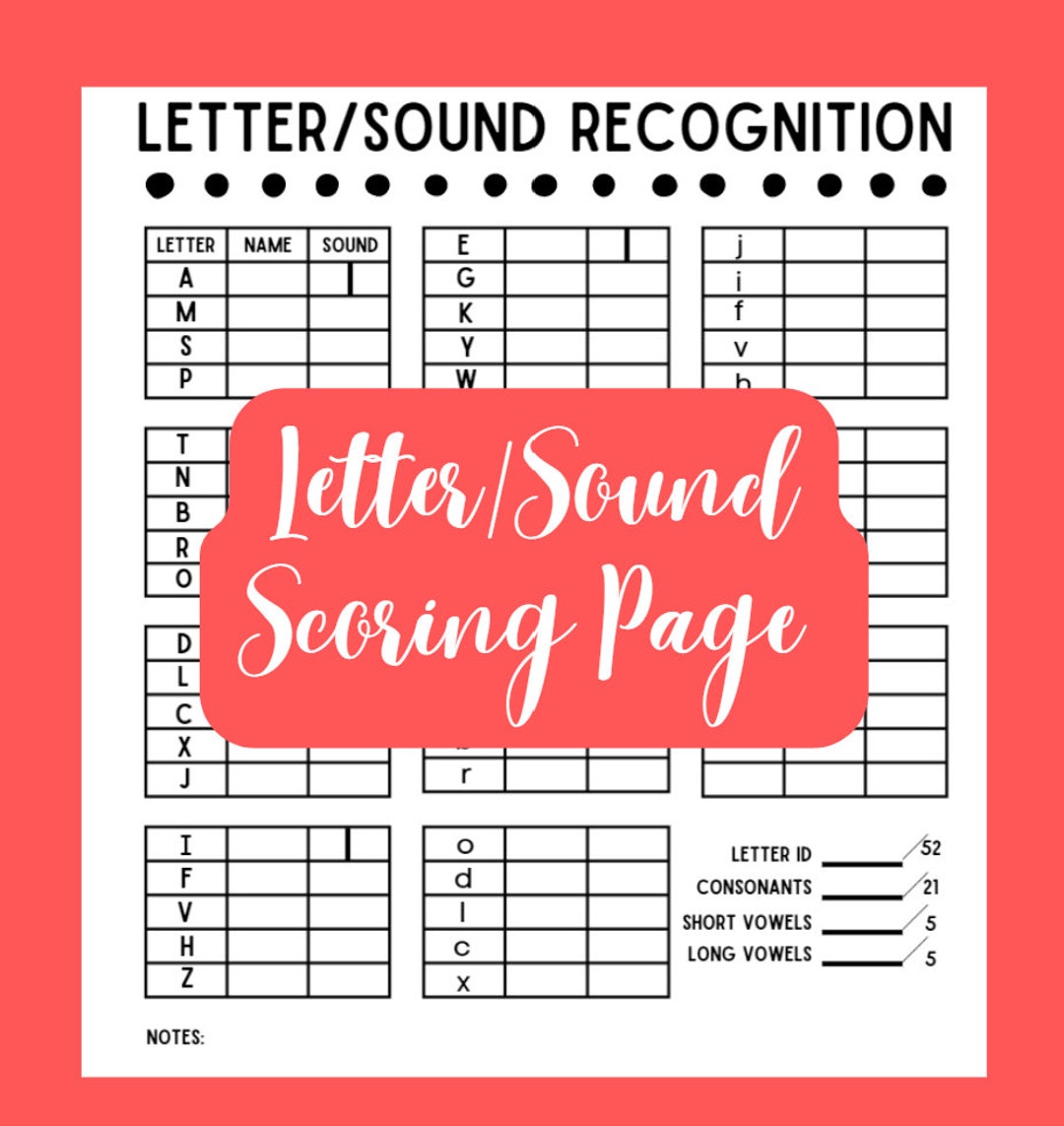 Letter and Sound Recognition Scoring Page - Etsy