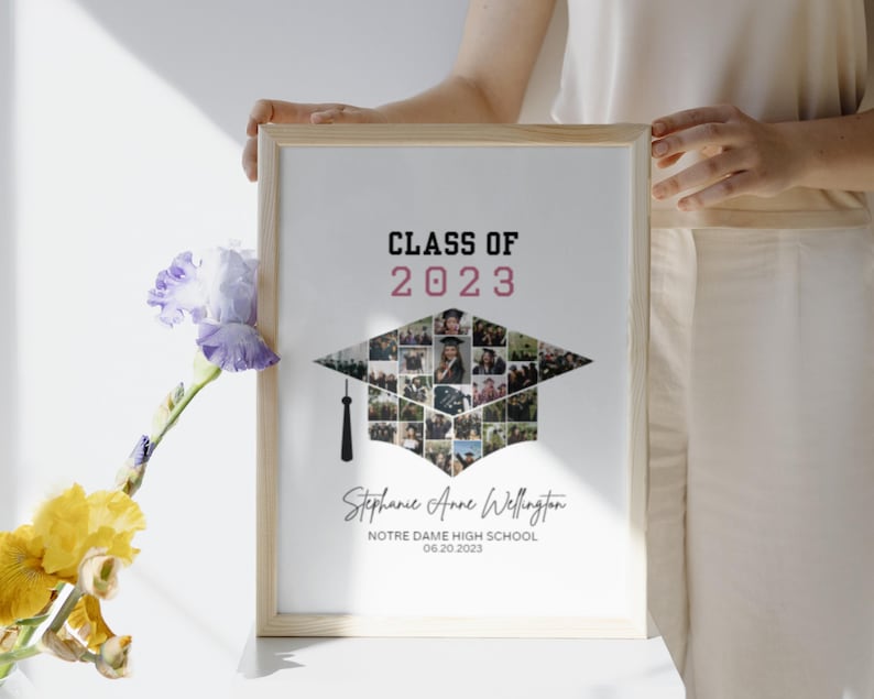 Graduation CAP Photo Collage Canva TEMPLATE, DIY Design Poster Portrait ...