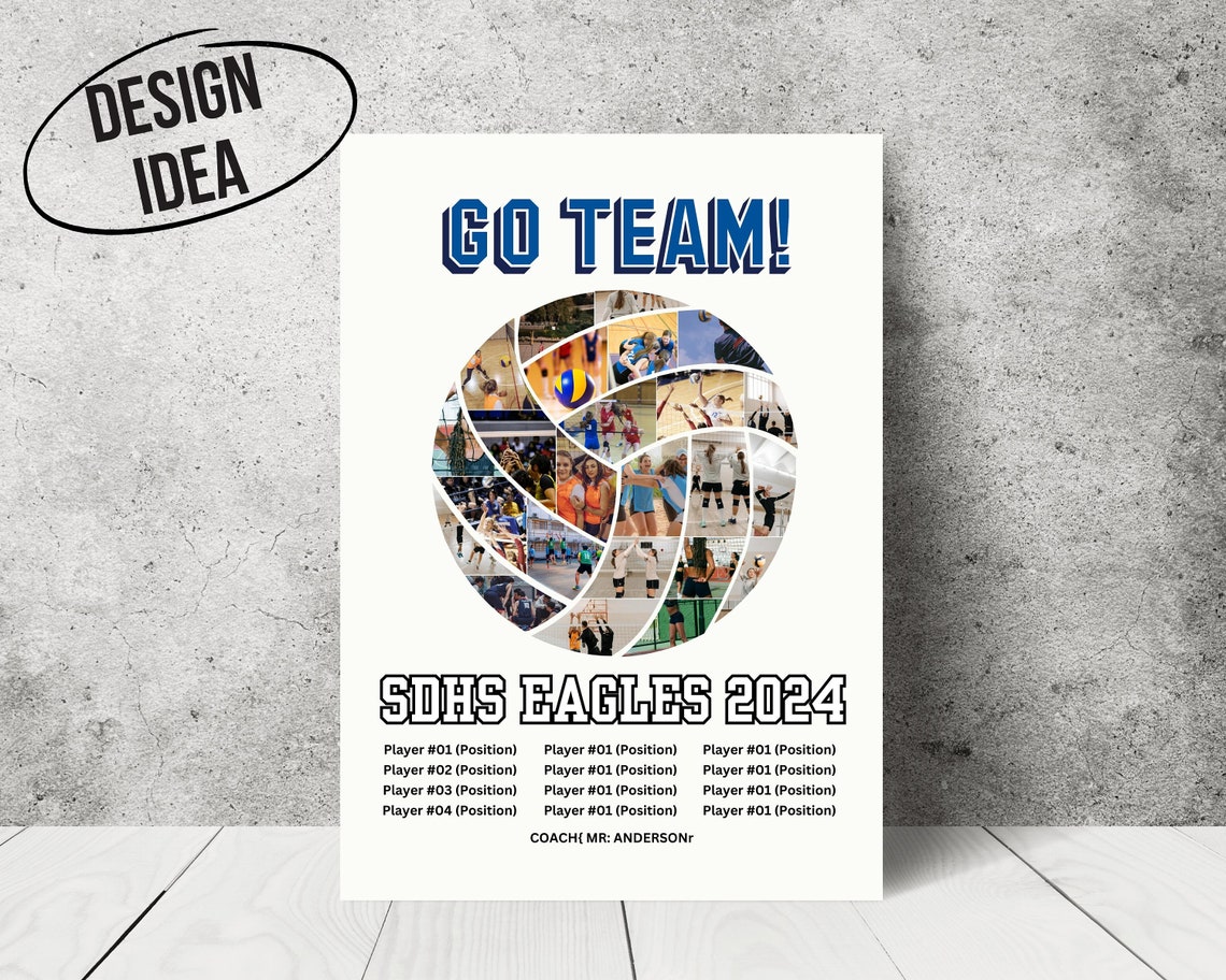 VOLLEYBALL Photo Collage Frame TEMPLATE Sports Team Poster - Etsy