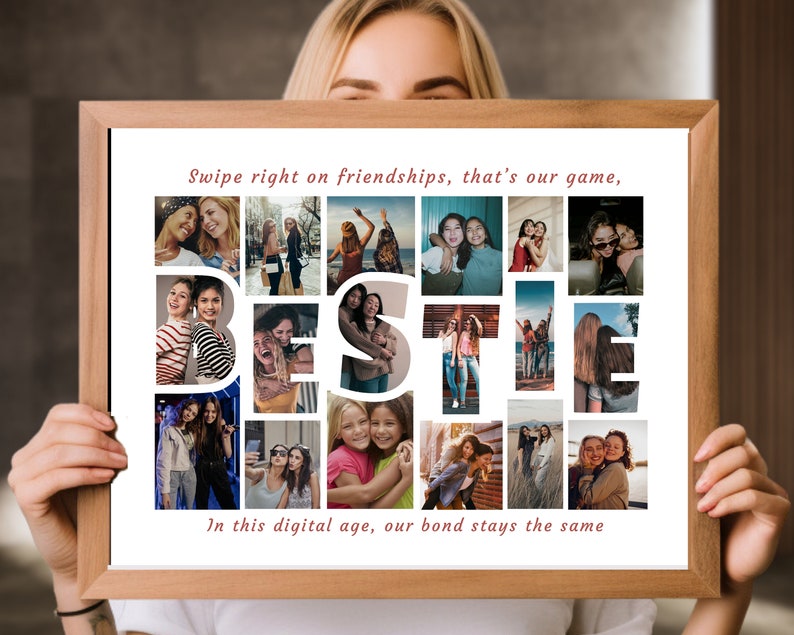 Editable 18-photo BESTIE Collage TEMPLATE Custom DIY Printable Friends ...