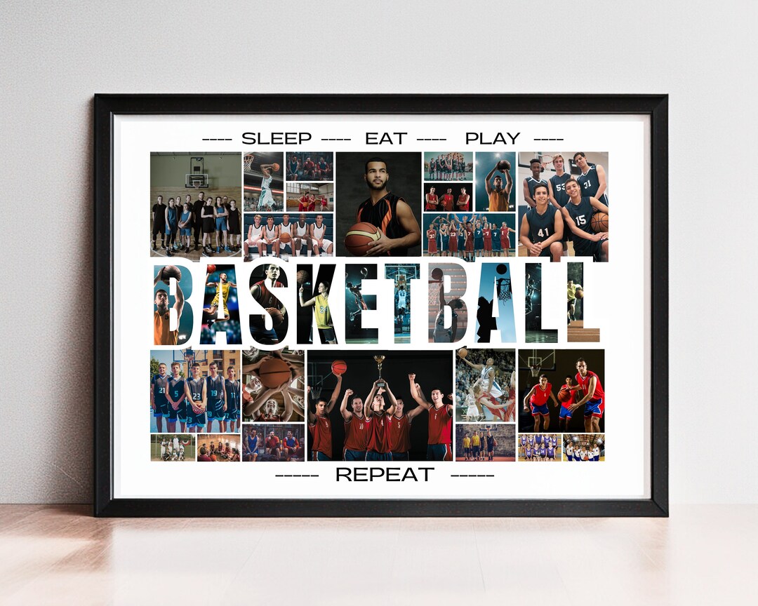 Editable BASKETBALL Letter Frame Photo Collage TEMPLATE, Custom Team ...