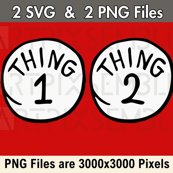 Thing 1 Clipart - Etsy