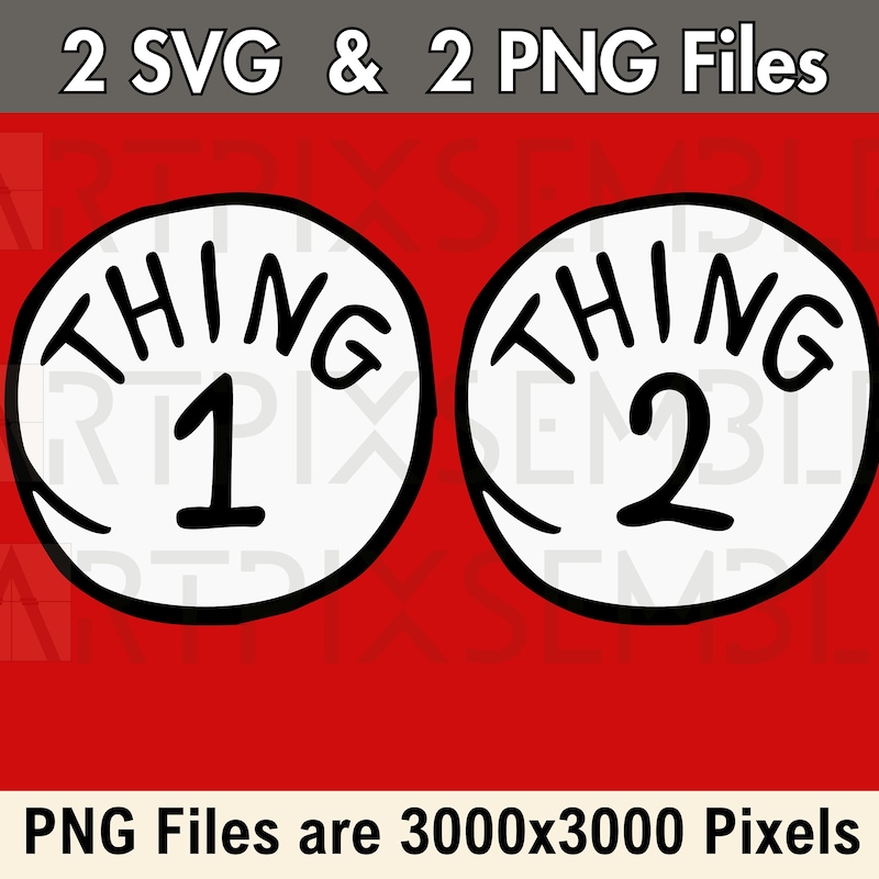 Thing 1 Clipart - Etsy