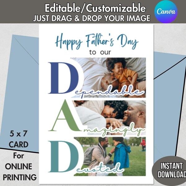 Fathers Day Photo Collage Card Printable - Etsy