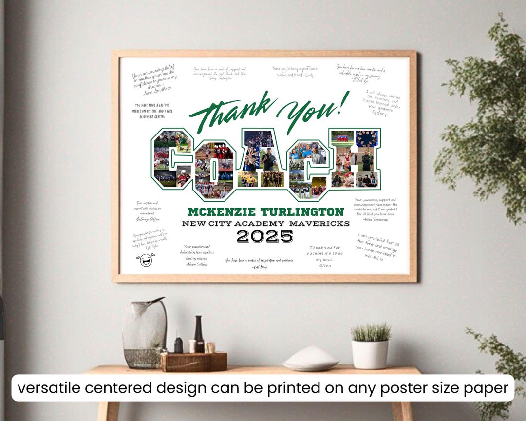 Editable COACH Signing Board TEMPLATE for Any Sports, Printable Photo ...