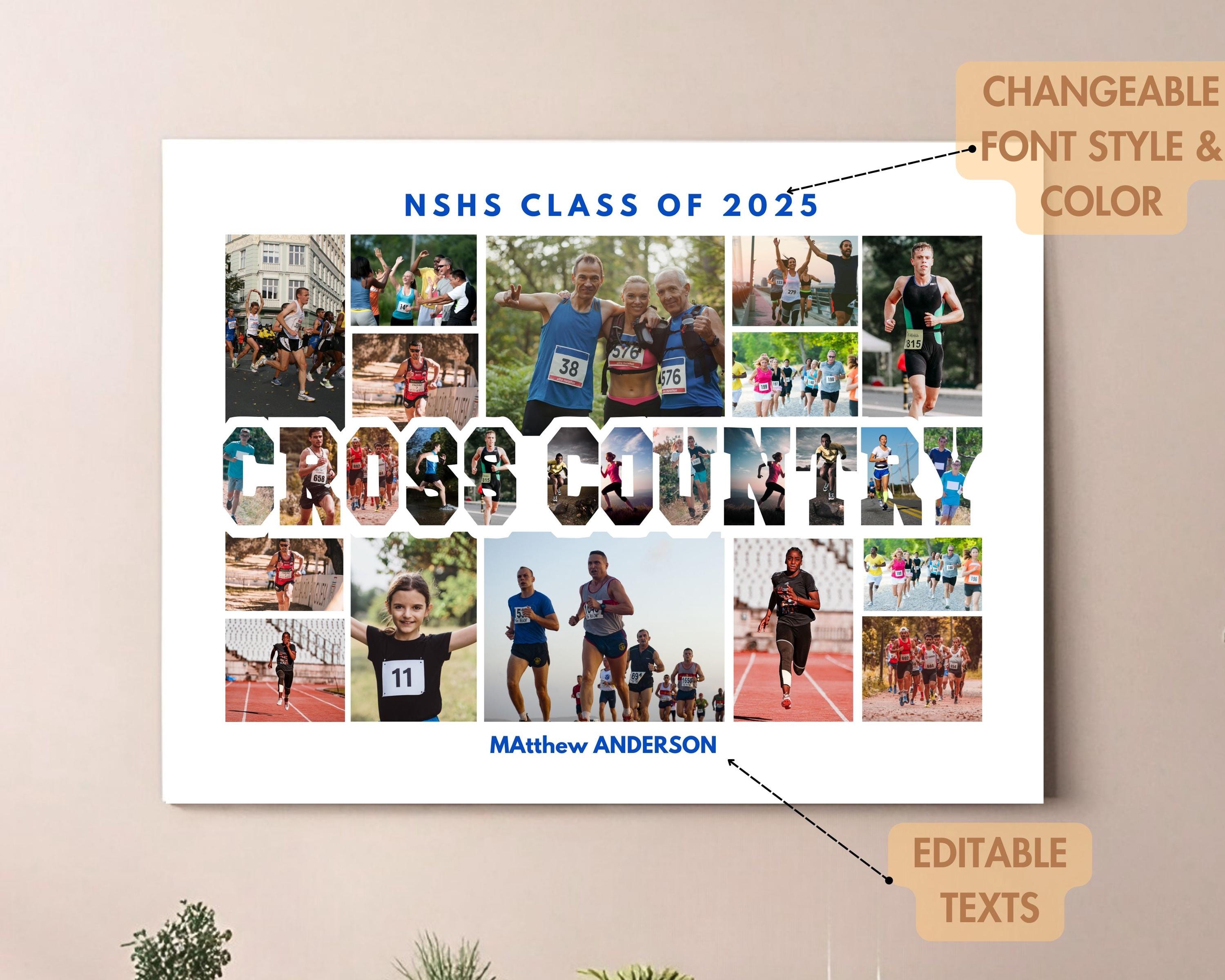 Editable 26-photo CROSS Country Word Collage Canva TEMPLATE Printable ...